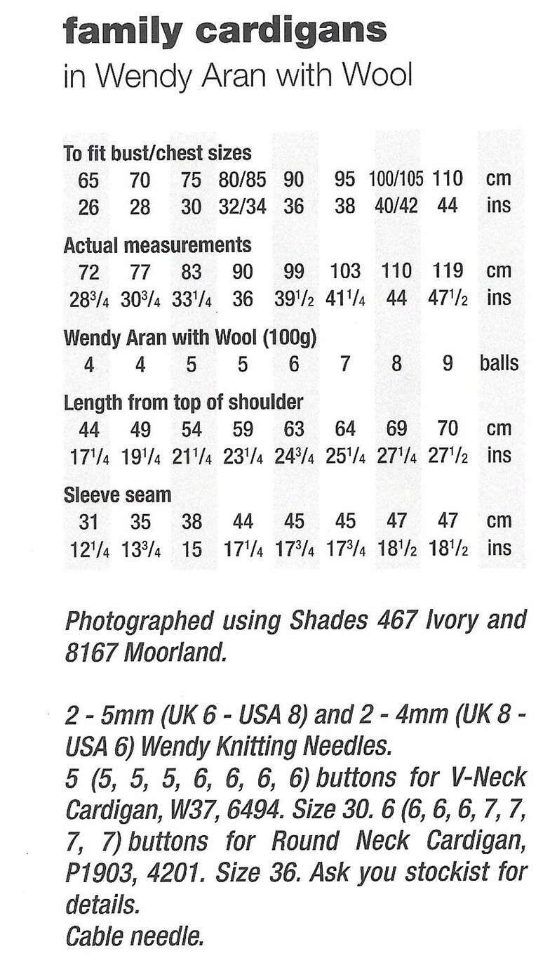 Instant PDF Digital Download Family Cardigans Aran 26 to 44 Knitting ...