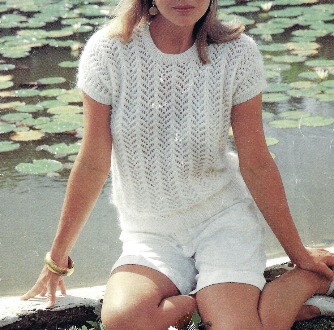 PDF Instant Digital Download Ladies Short Sleeves Summer Top Knitting ...