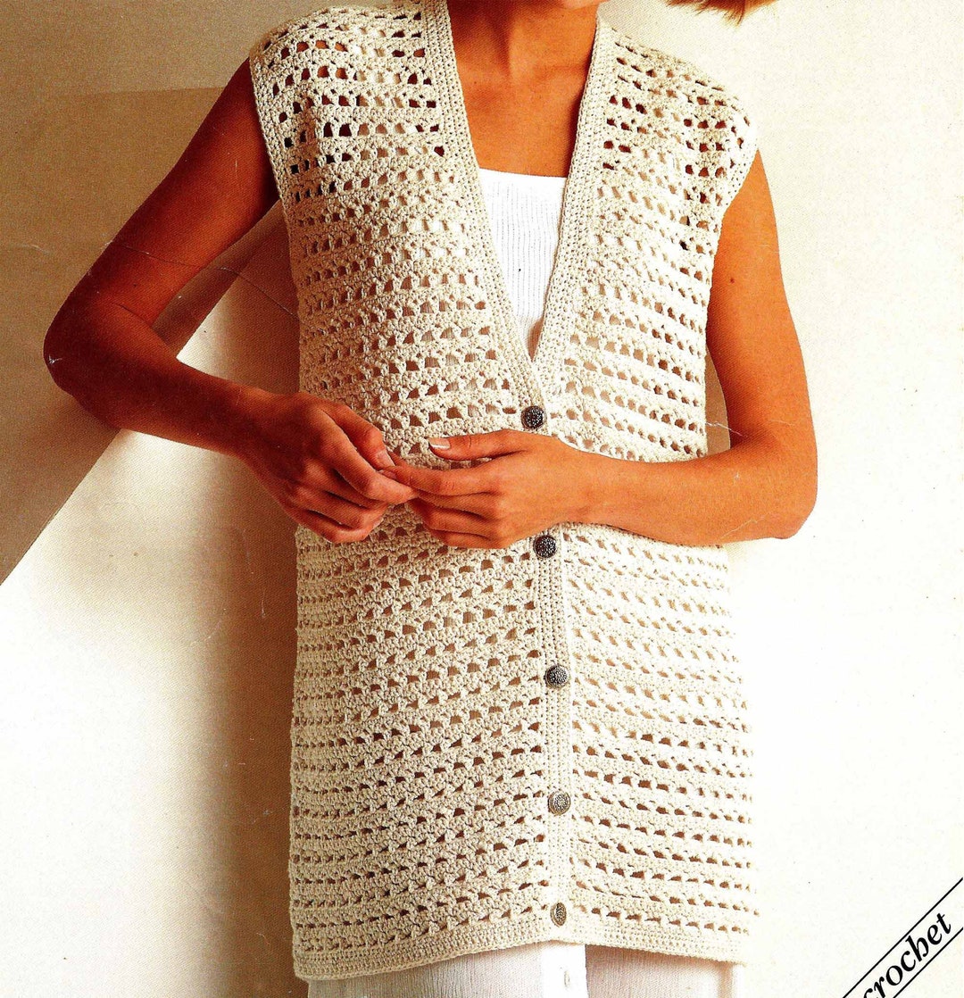 PDF Instant Digital Download Ladies Girls Long Line Gilet Waistcoat ...