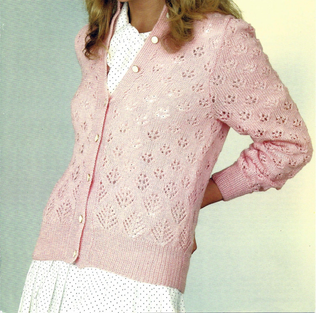 Instant PDF Digital Download Ladies 4 Ply Cardigan Knitting Pattern 34 ...