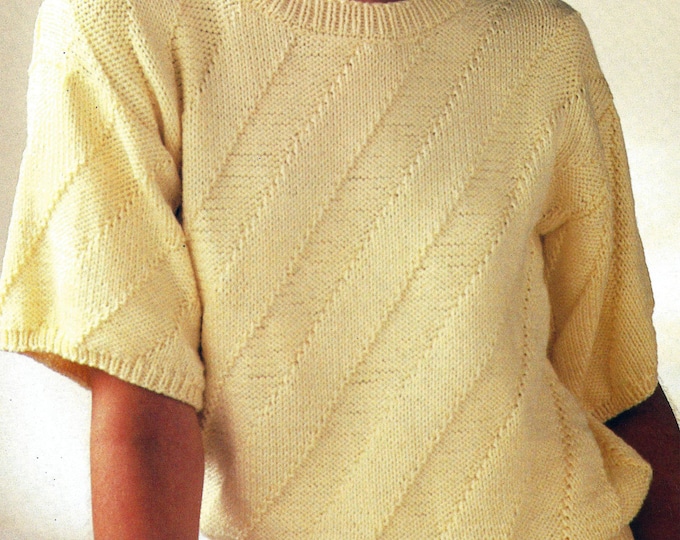 Instant PDF Digital Download Ladies Easy Knit Diagonal Short Sleeved ...