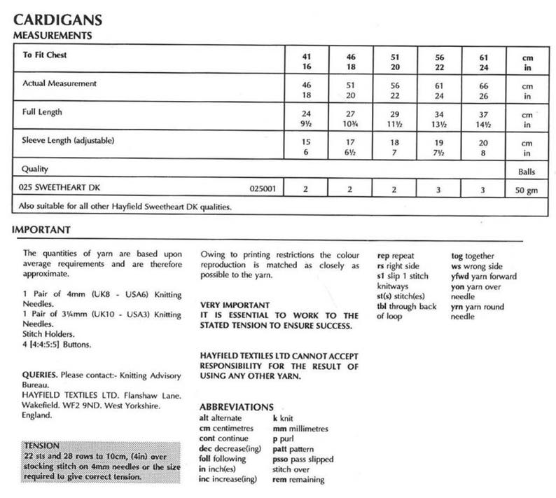 PDF Instant Download Baby cardigans Knitting Pattern size 16 | Etsy