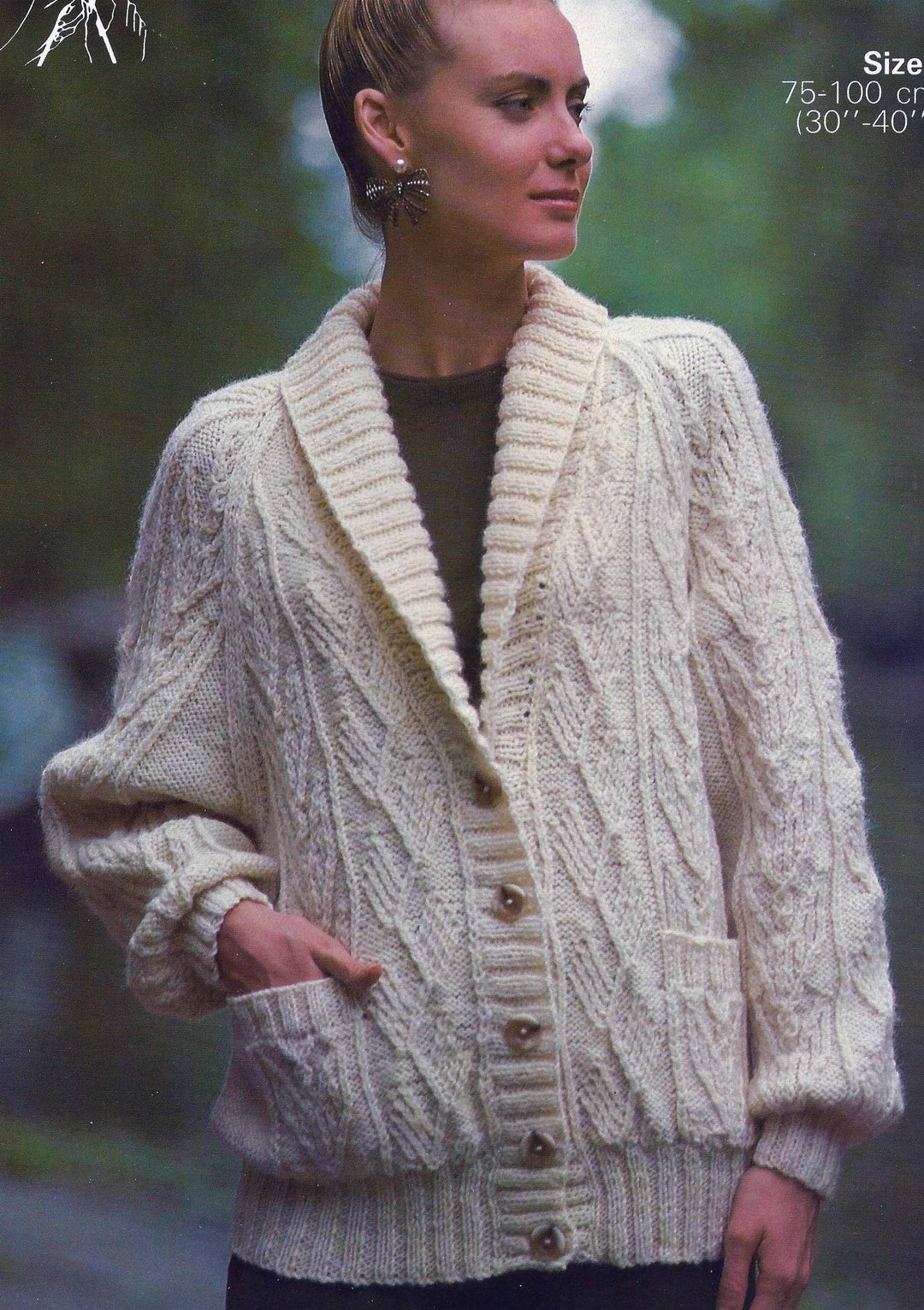 Instant Digital Download PDF Ladies Aran Jacket Knitting Pattern 30 ...