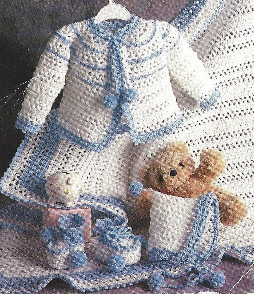 PDF Instant Digital Download Baby Crochet Afghan Cover Jacket Bonnet ...