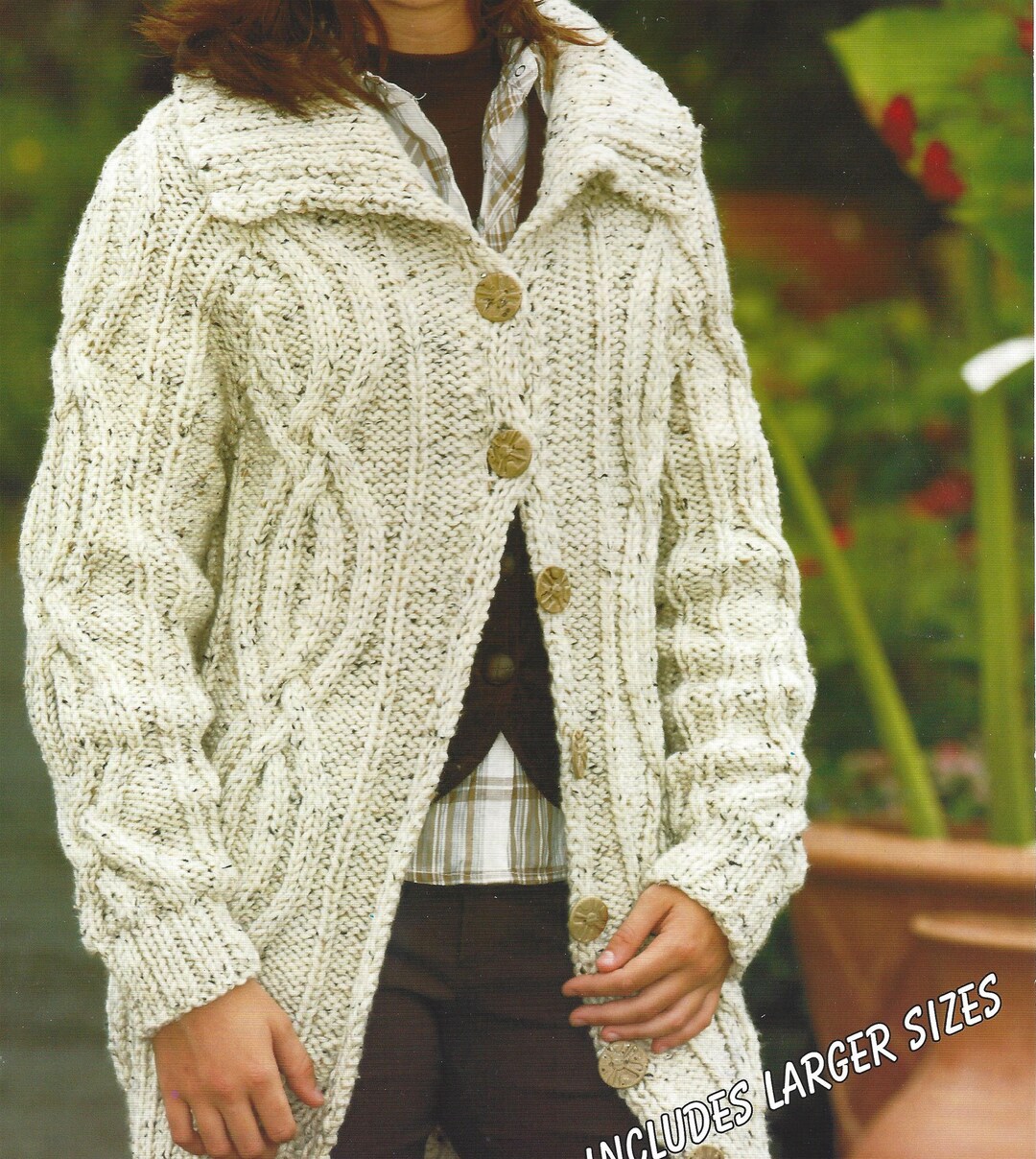PDF Instant Digital Download Ladies Classical Cable Jacket Knitting ...