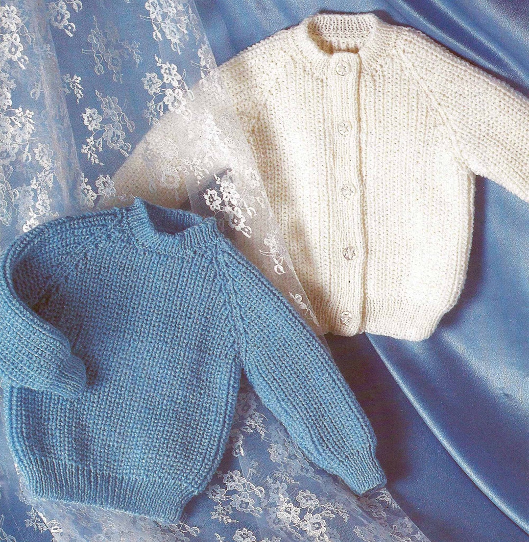 PDF Instant Digital Download Baby Easy Knit Raglan Sweater & Cardigan 4 ...