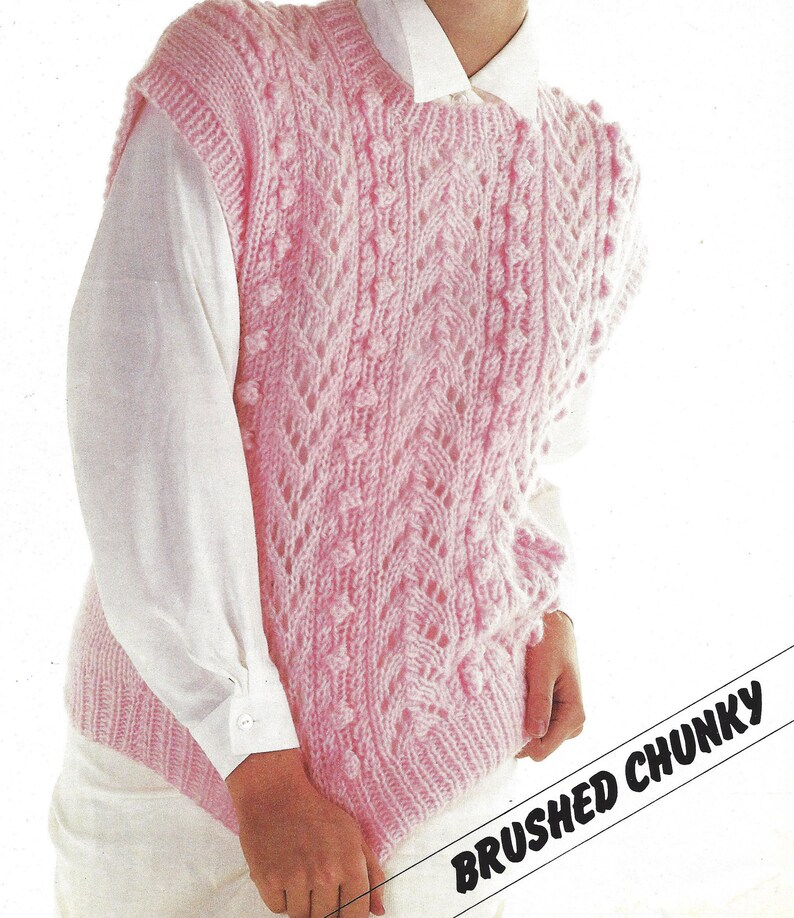 Instant PDF Digital Download Ladies Brushed Chunky Slipover Knitting ...