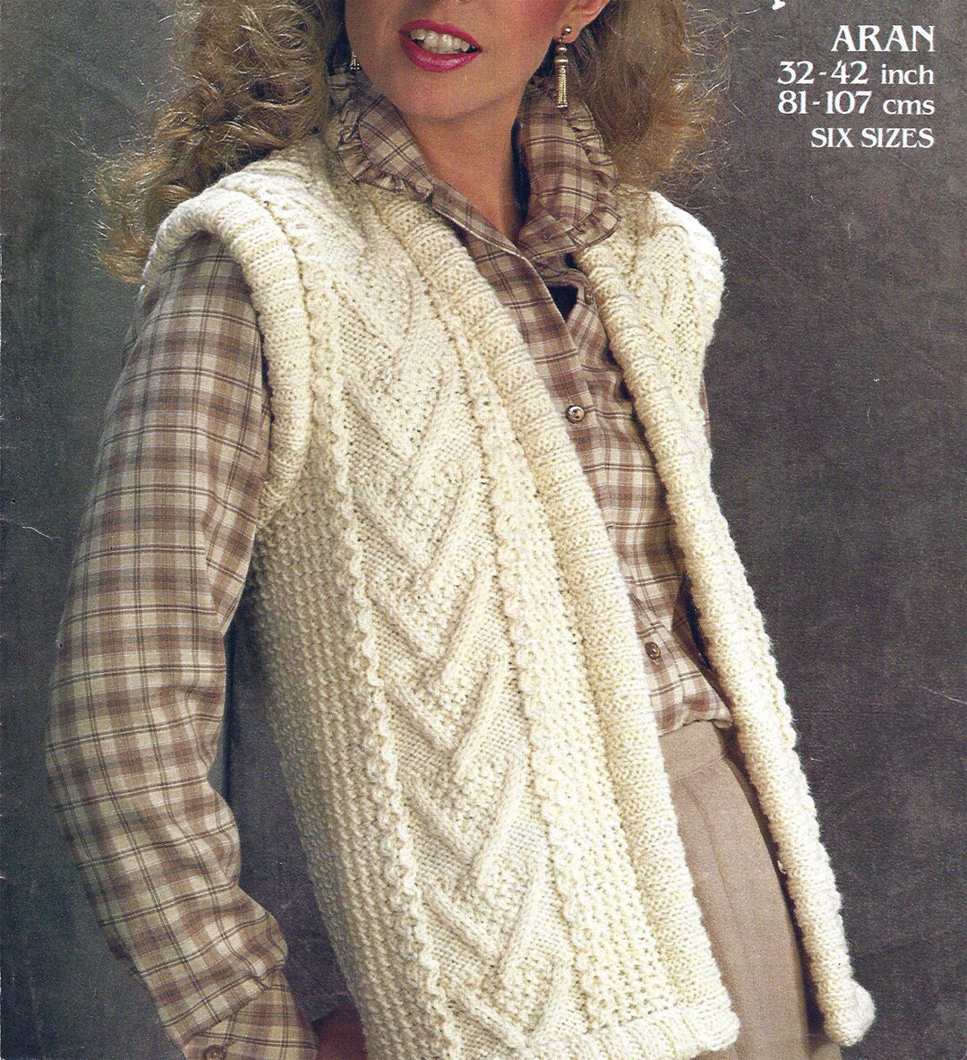 Instant PDF Digital Download Ladies Girls Aran Slip-on Waistcoat ...