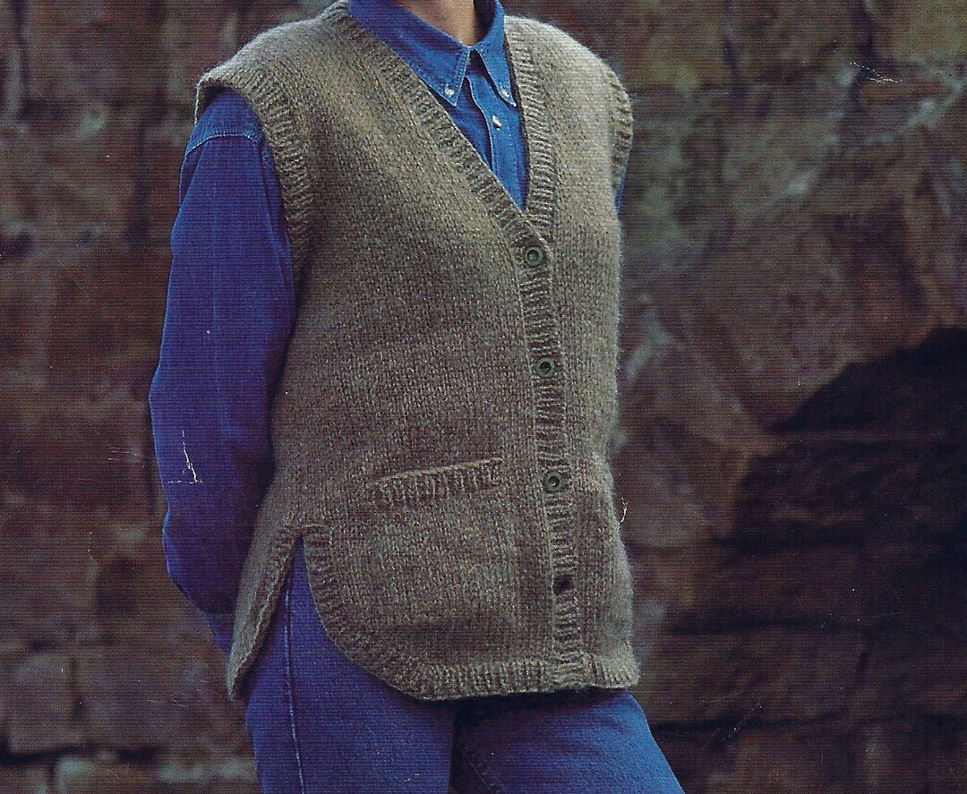 Instant PDF Digital Download Ladies Easy Knit Chunky Knit Gilet ...
