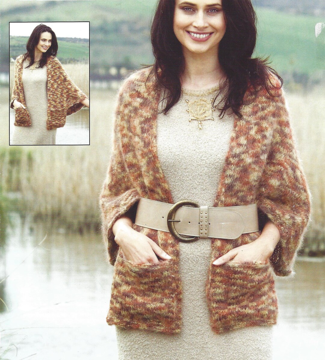 PDF Instant Digital Download Ladies Wrap With Pockets Knitting Pattern ...