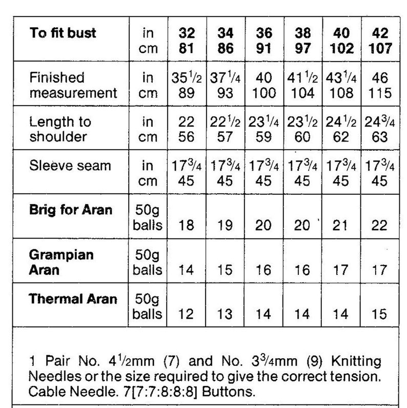 PDF Instant Digital Download Ladies Aran Cardigan Knitting Pattern 32 ...