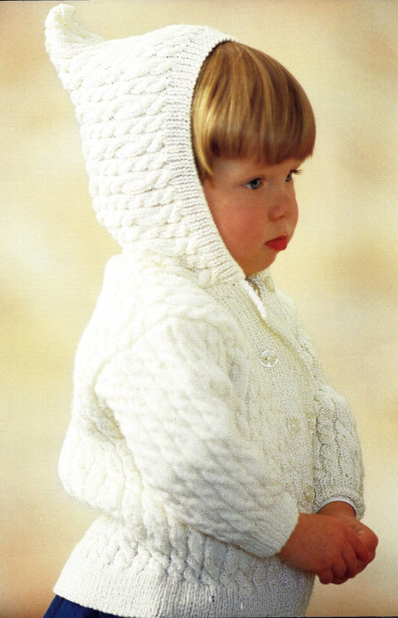 Hooded Baby Jacket Knitting Pattern Size 1-2