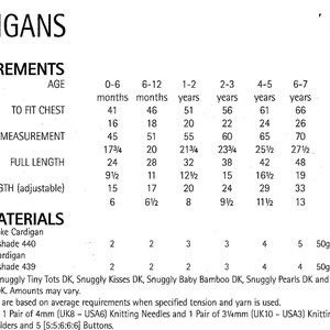 Instant PDF Digital Download Baby Cardigans in Double Knit 0 To7 Years ...