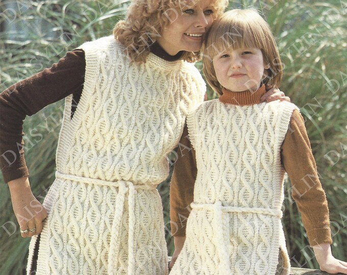 Instant PDF Digital Download Ladies Girls Aran Slip-on Waistcoat ...