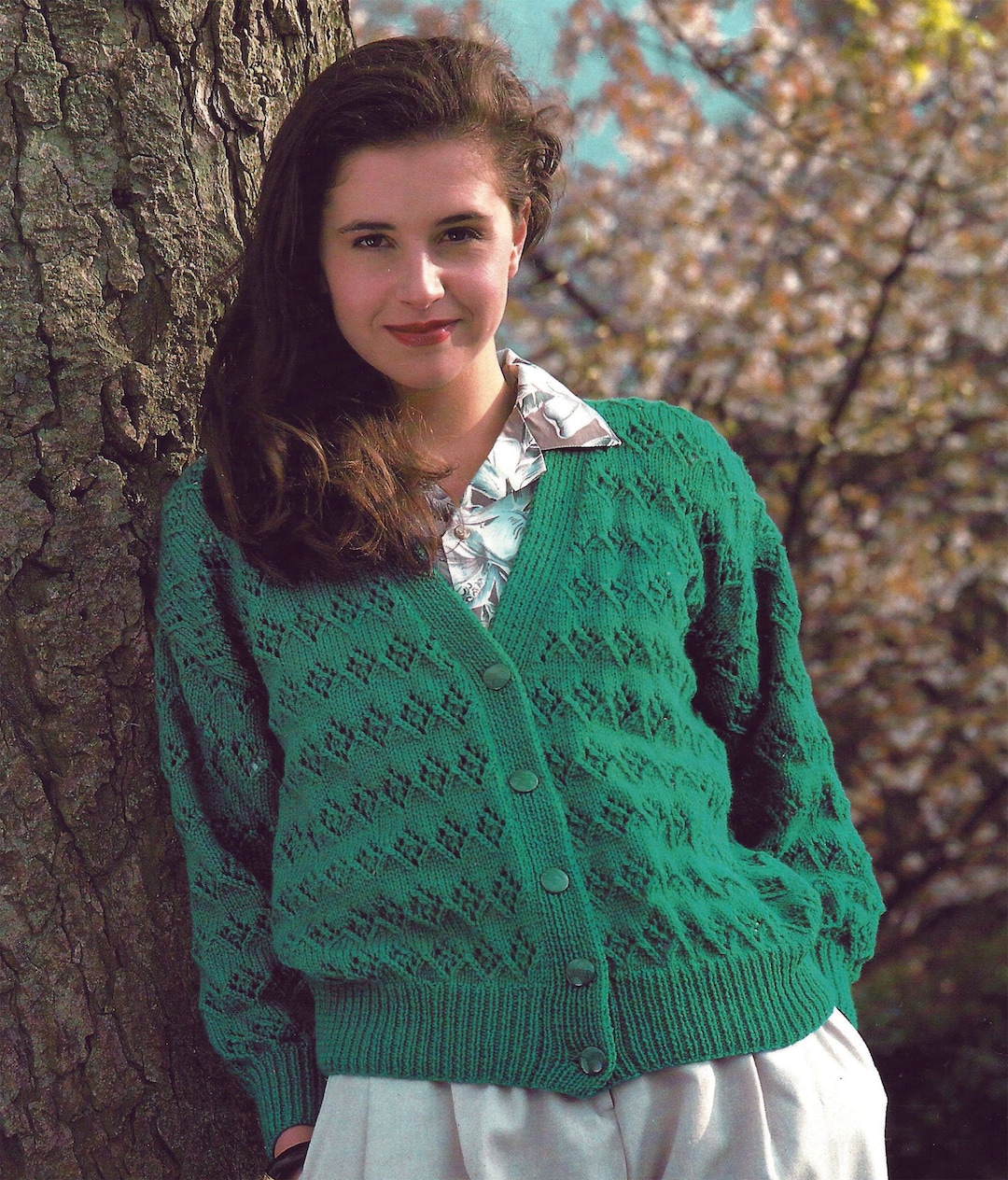 Instant PDF Digital Download Ladies Girls Double Knit Cardigan Knitting ...