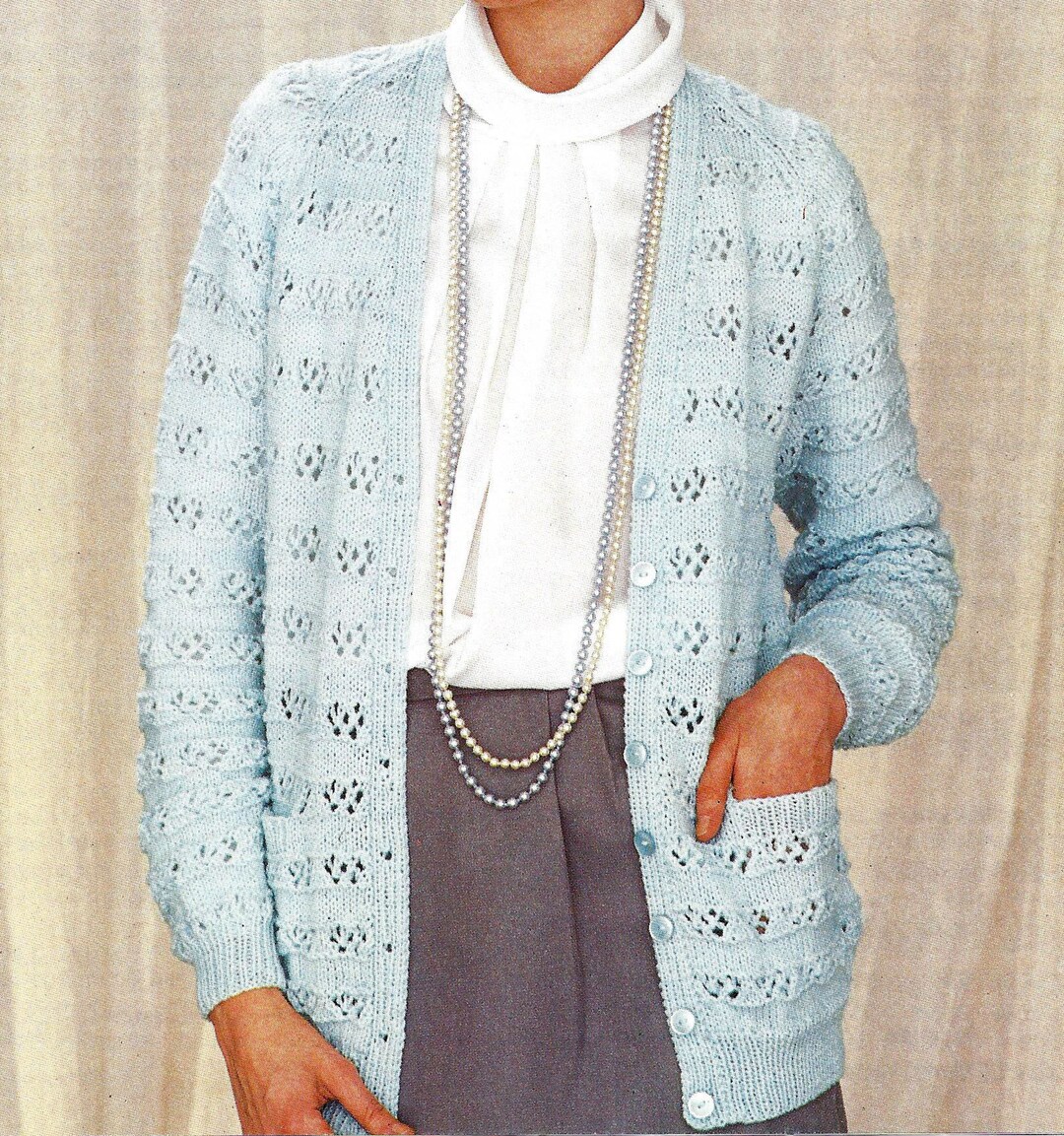 PDF Instant Digital Download Ladies Long Line Lace Striped Cardigan ...