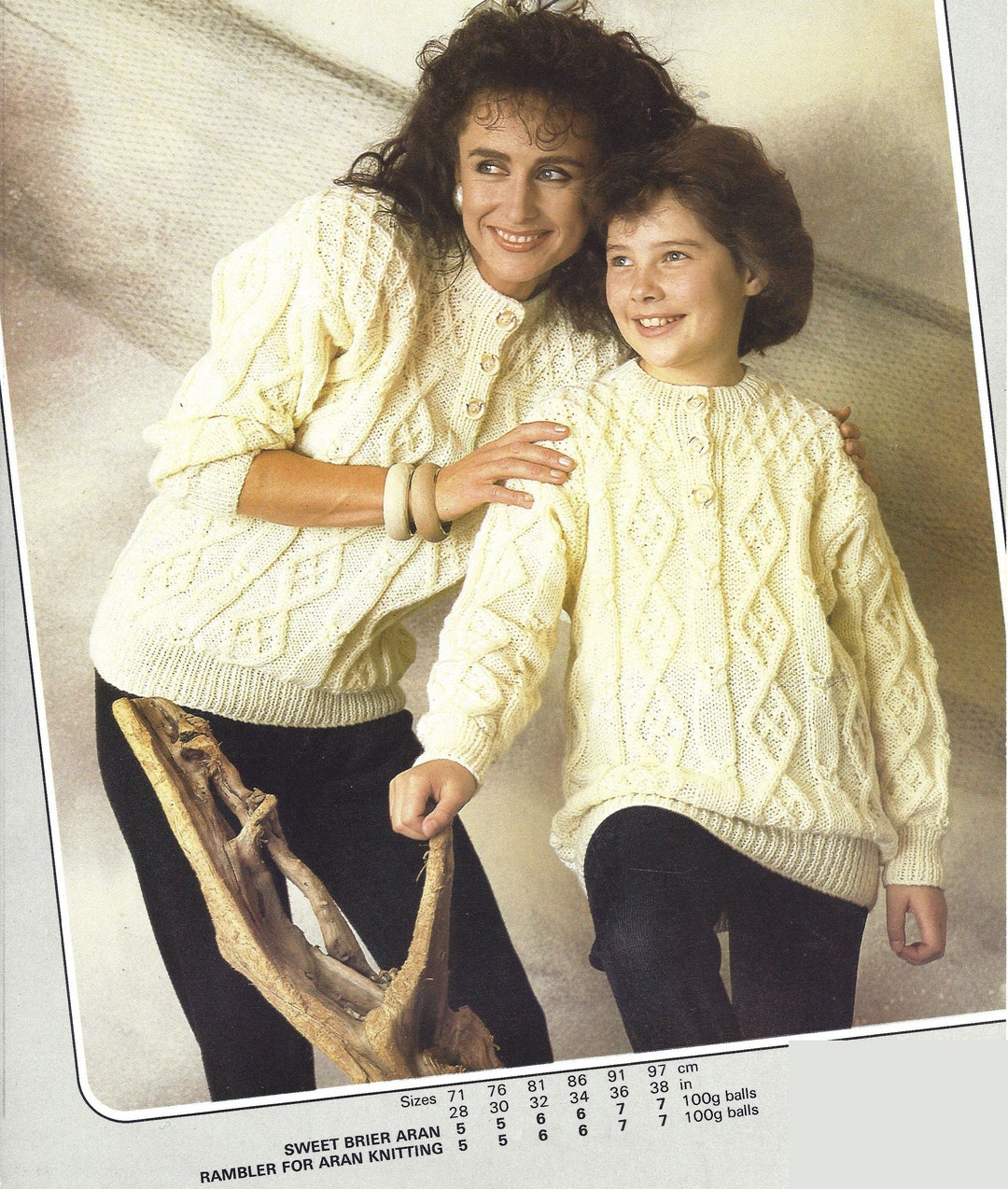 Instant PDF Digital Download Ladies Childs Aran Cardigan With Lattice ...