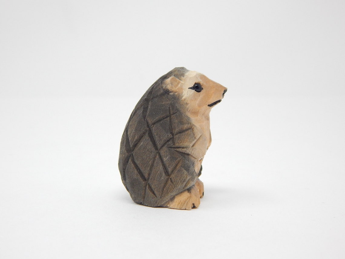 Hedgehog Figurine Statue Garden Decoration Miniature Wood Forest Art ...