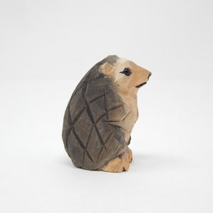 Hedgehog Wooden Figurine | Hand-carved Forest Animal Statue Miniature ...