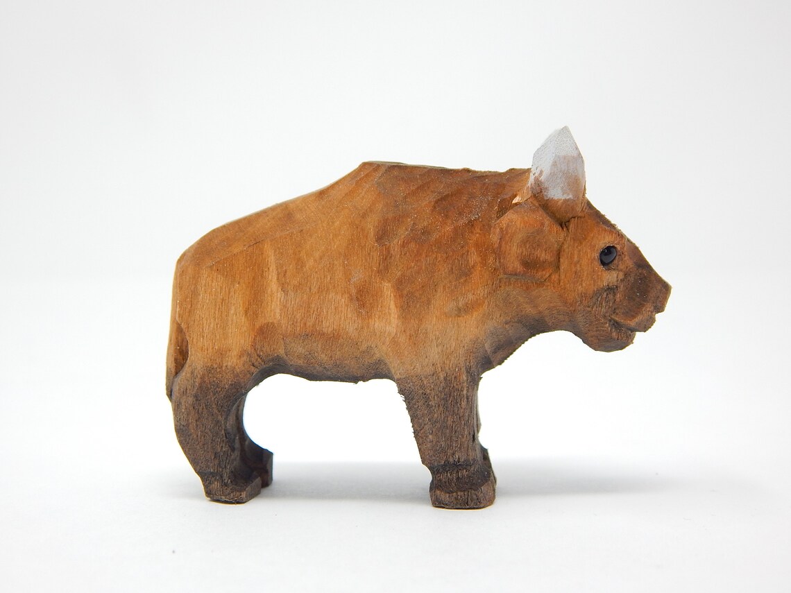 Bison Buffalo Figurine Statue Art Sculpture Miniature Wood - Etsy