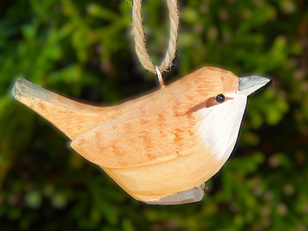 Wren Wooden Ornament | Hand-carved Bird Rustic Holiday Decor - Etsy
