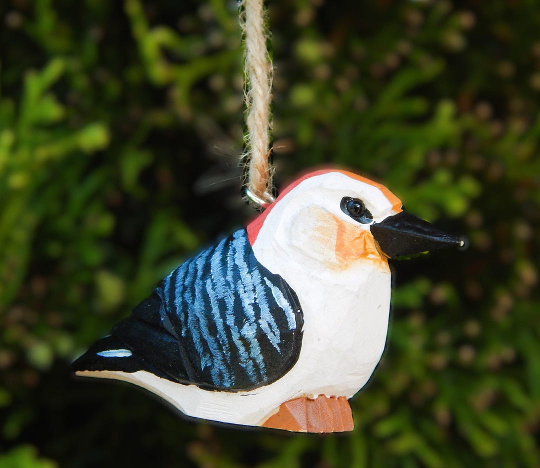 Red-bellied Woodpecker Wooden Ornament | Hand-carved Bird Rustic Decor ...