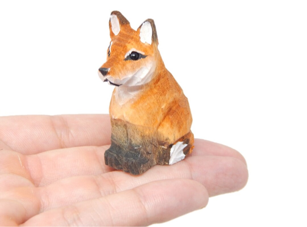 Red Fox Figurine Statue Small Wood Art Sculpture Decoration - Etsy