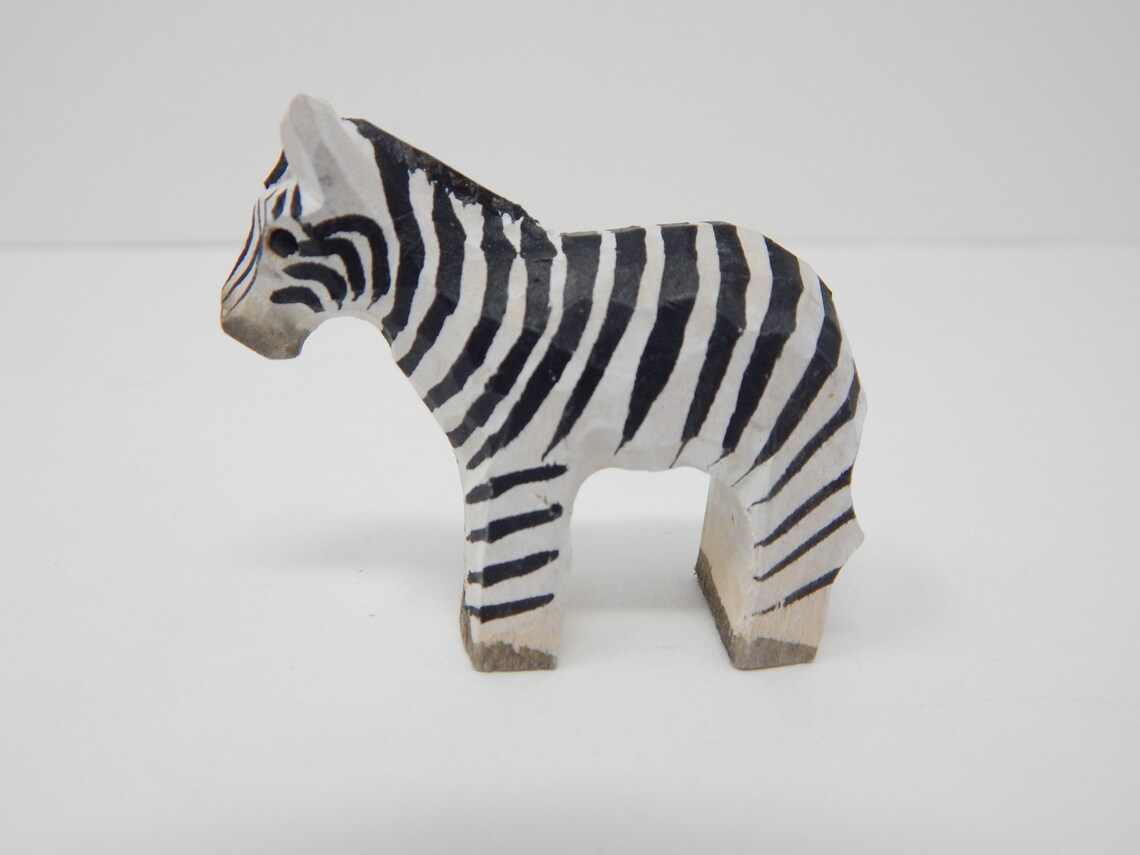 Zebra Wood Figurine Statue Stripe Horse Sculpture Ornament | Etsy
