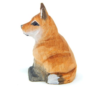 Red Fox Figurine Statue Small Wood Art Sculpture Decoration Art Carving ...