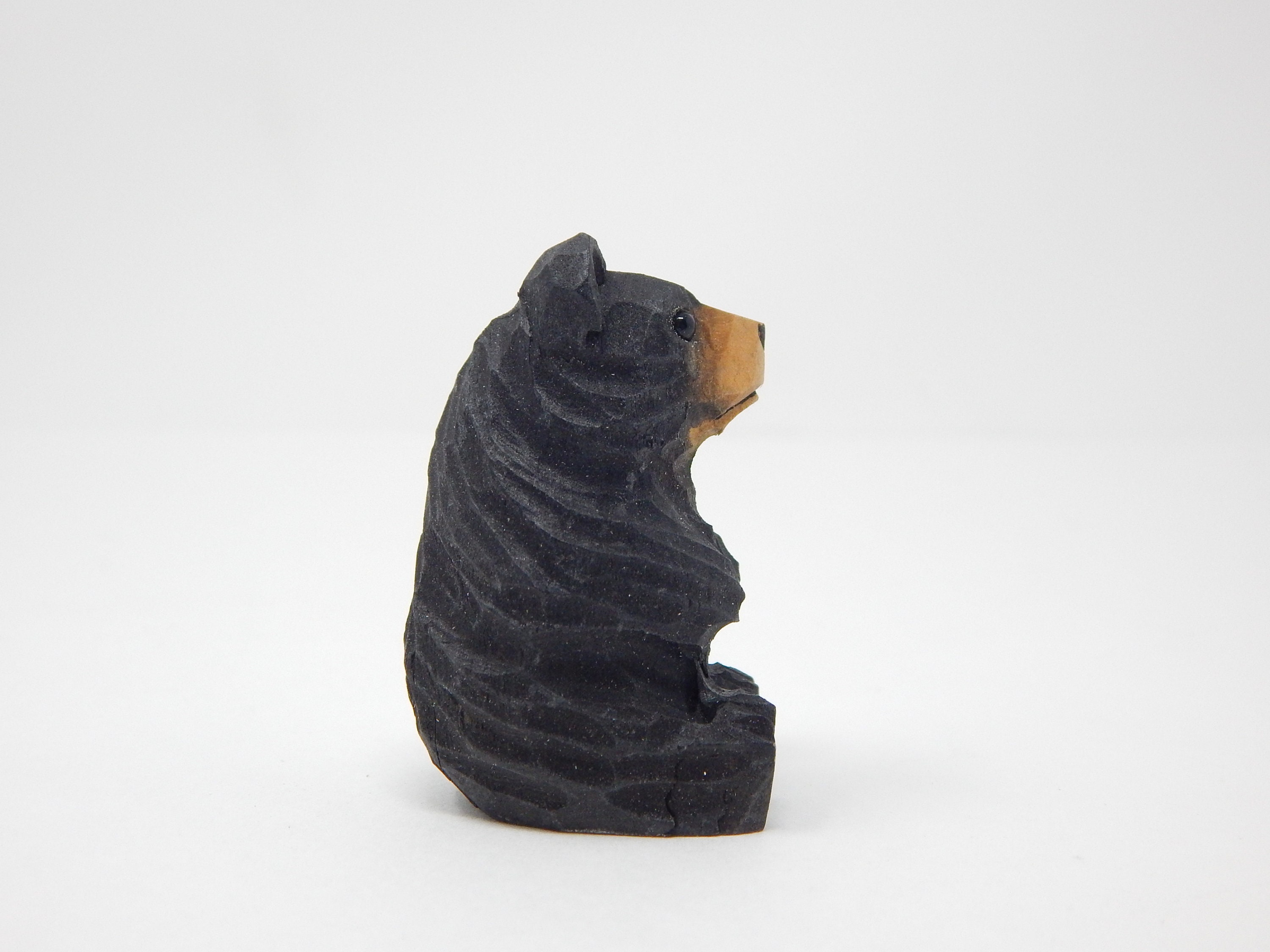 Black Bear Figurine Wood Carving Miniature Decoration Statue - Etsy