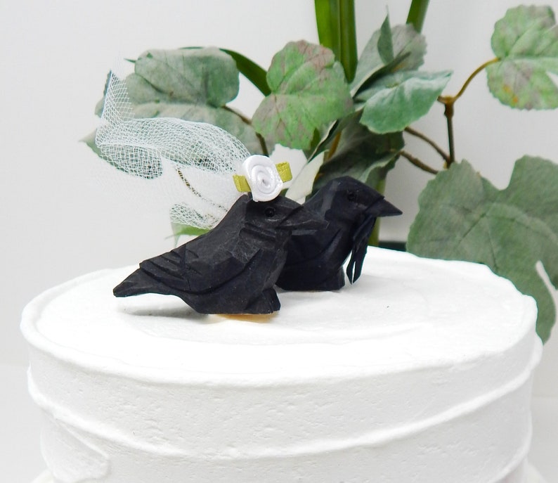 Raven Crow Black Birds Cake Topper Bride & Groom Wedding - Etsy