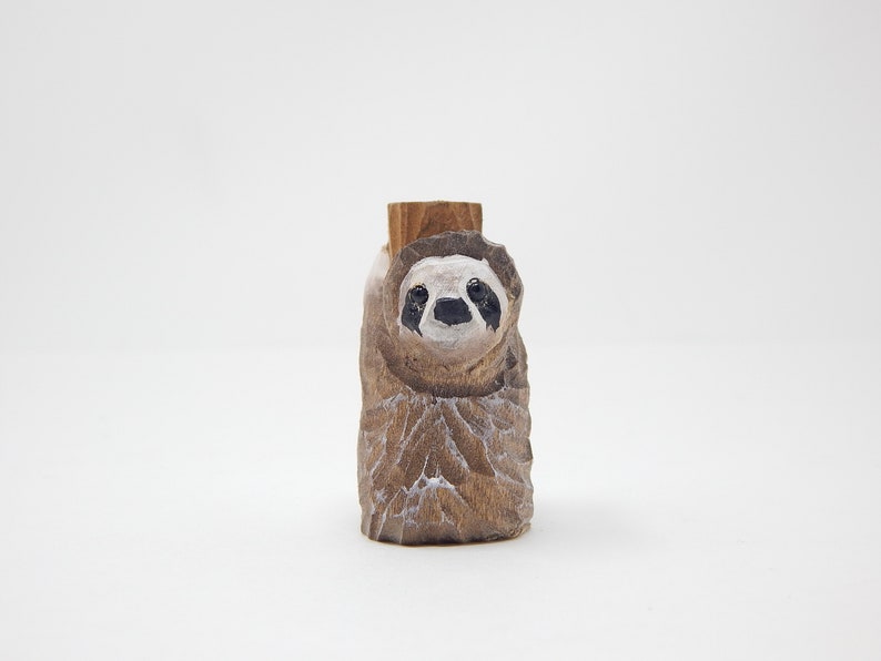 Sloth Figurine Statue Decor Small Animal Sculpture Art Wood - Etsy