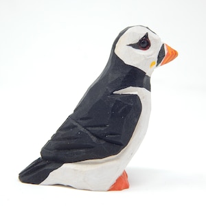 Puffin - Miniature Handmade Wooden Arctic Bird Art Mini Carved Figurine ...