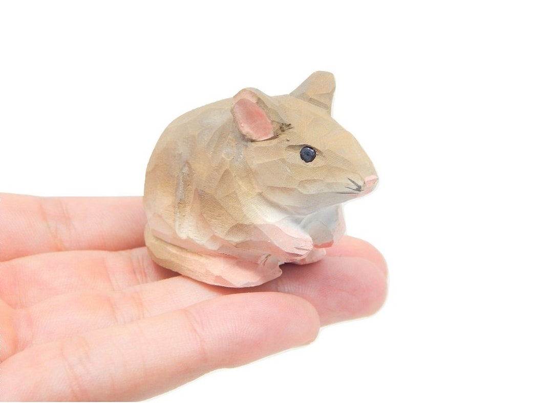 Mouse Wooden Figurine | Hand Carved Animal Collectible Decor - Etsy