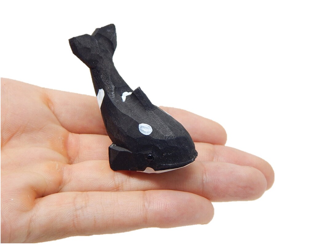 Hand-carved Wooden Orca Figurine: Miniature Killer Whale Collectible ...