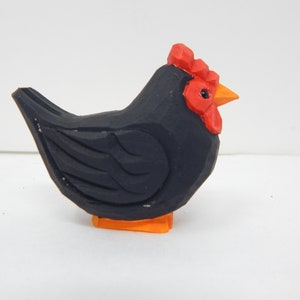 Chicken Figurine Statue Sculpture Handmade Small Miniature Wood ...