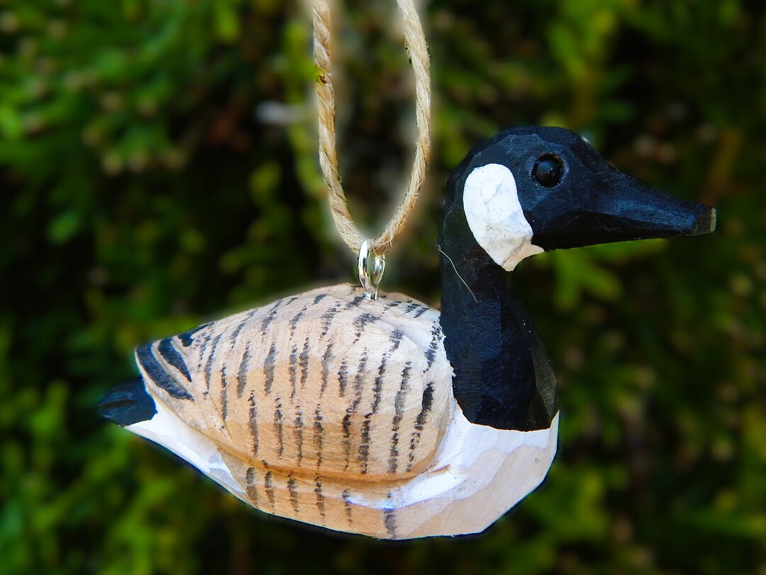 Canada Goose Ornament Handmade Wooden Hanging Decor Bird Rustic Carving ...