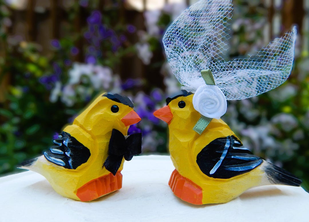 Goldfinch Wedding Cake Topper Love Birds Finch Bride Groom Engagement ...