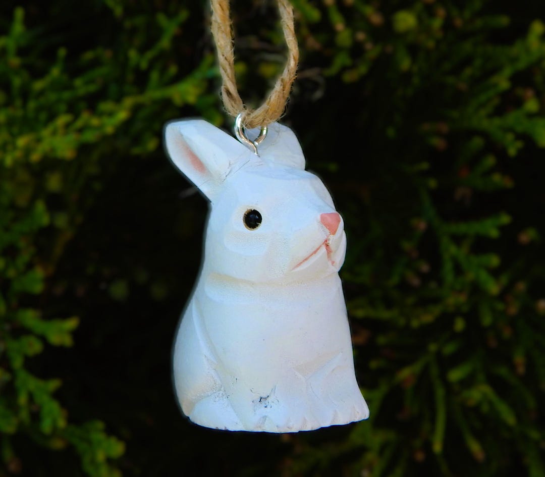 Bunny Ornament Wood Hanging Rabbit Figurine Holiday Cabin Decor ...