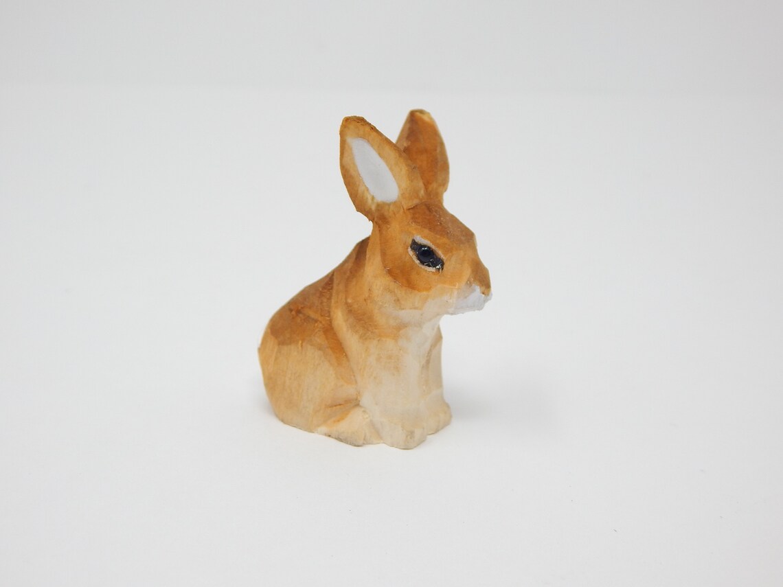 Brown Rabbit Bunny Miniature Wood Figurine Garden Statue Small - Etsy