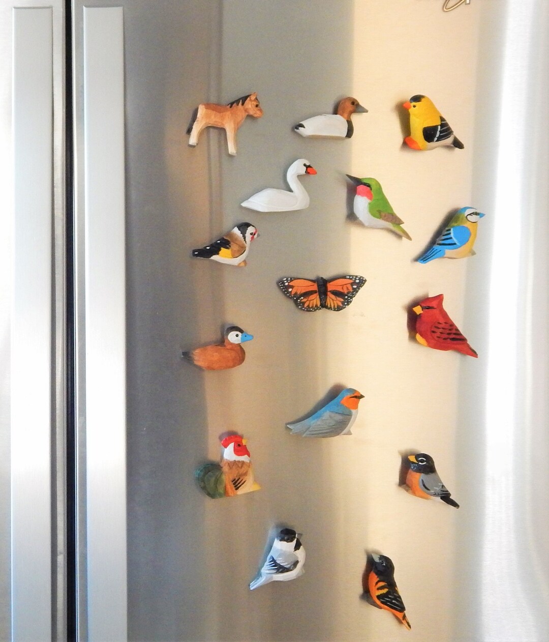 Hand-carved Wooden Animal Collection Fridge Magnet – Rustic Kitchen ...