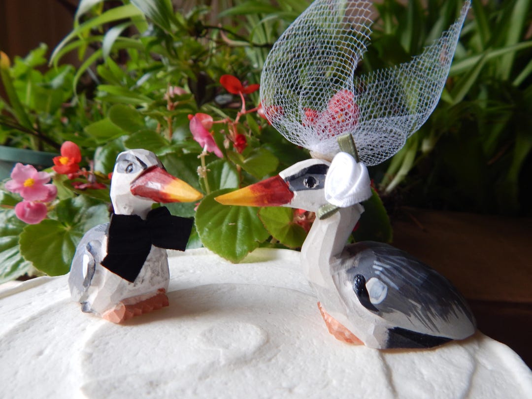 Crane Heron Cake Topper Bride & Groom Bird Wedding Engagement ...
