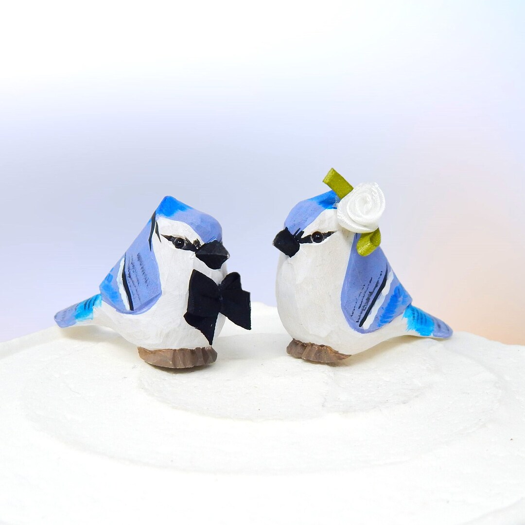 Blue Jay Bird Cake Topper Bride & Groom Love Wedding Engagement ...