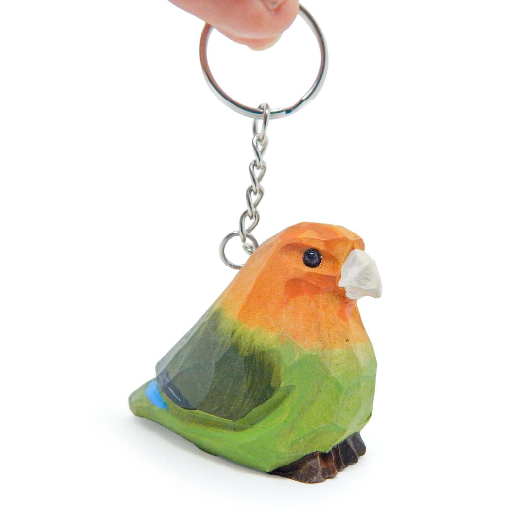 Lovebird Wooden Keychain | Hand-carved Parrot Bird Charm Gift - Etsy
