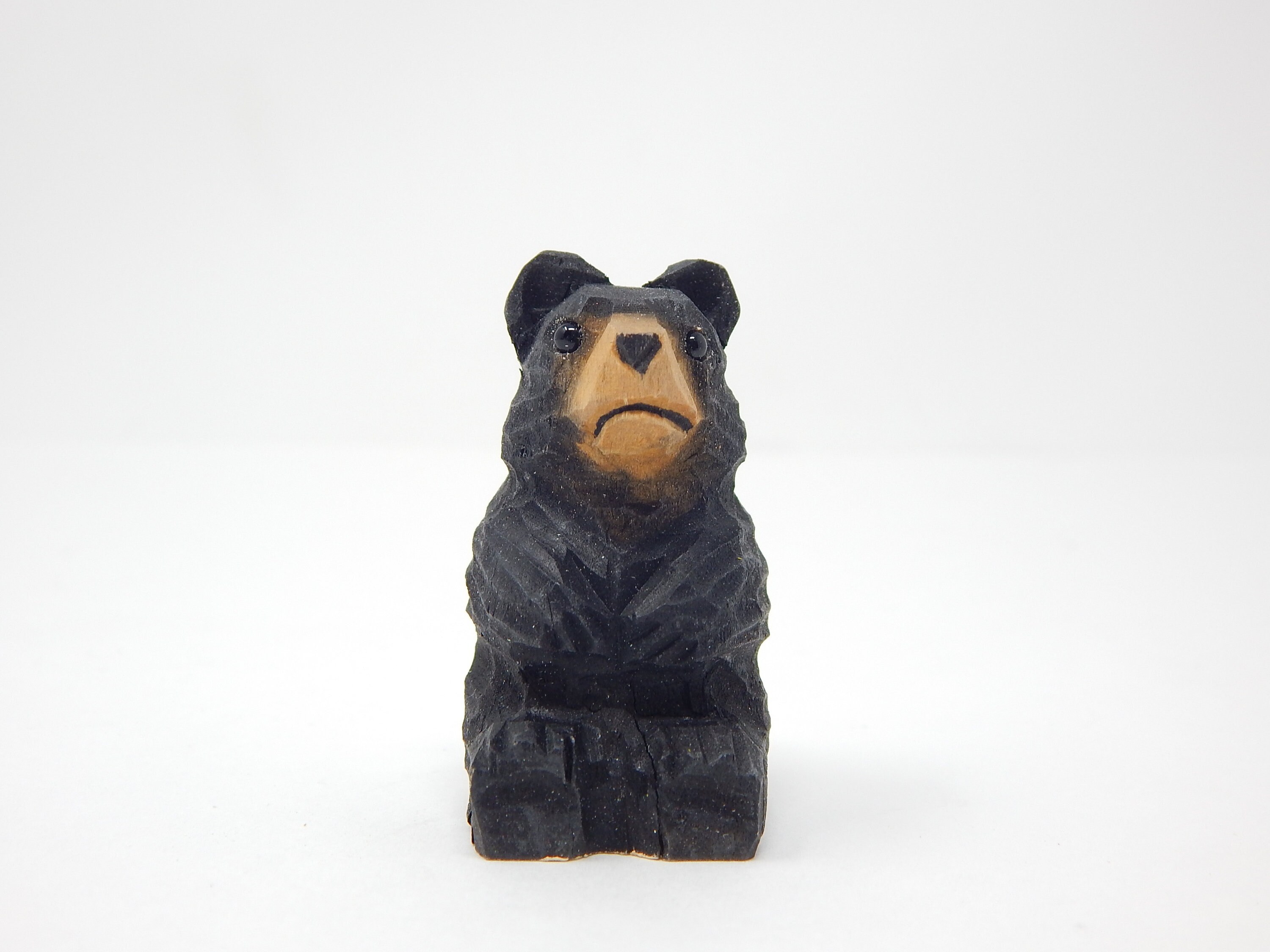 Black Bear Figurine Wood Carving Miniature Decoration Statue - Etsy