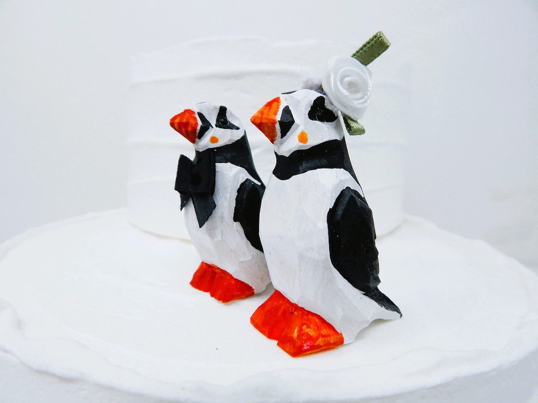 Puffin Wedding Cake Topper Love Birds Bride Groom Engagement ...