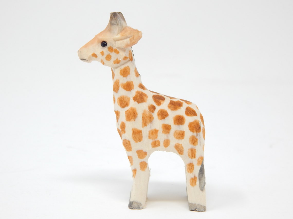 Giraffe Miniature Safari Zoo Handmade Wooden Art Carved - Etsy