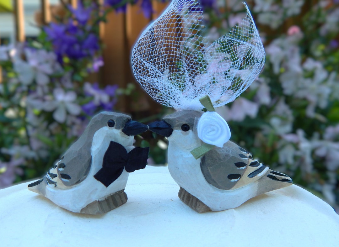 Mockingbird Love Bird Cake Topper Bride & Groom Wedding Engagement ...