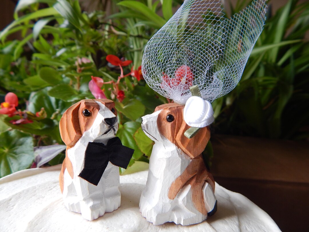 Beagle Dog Figurine Cake Topper Bride & Groom Love Wedding Engagement ...