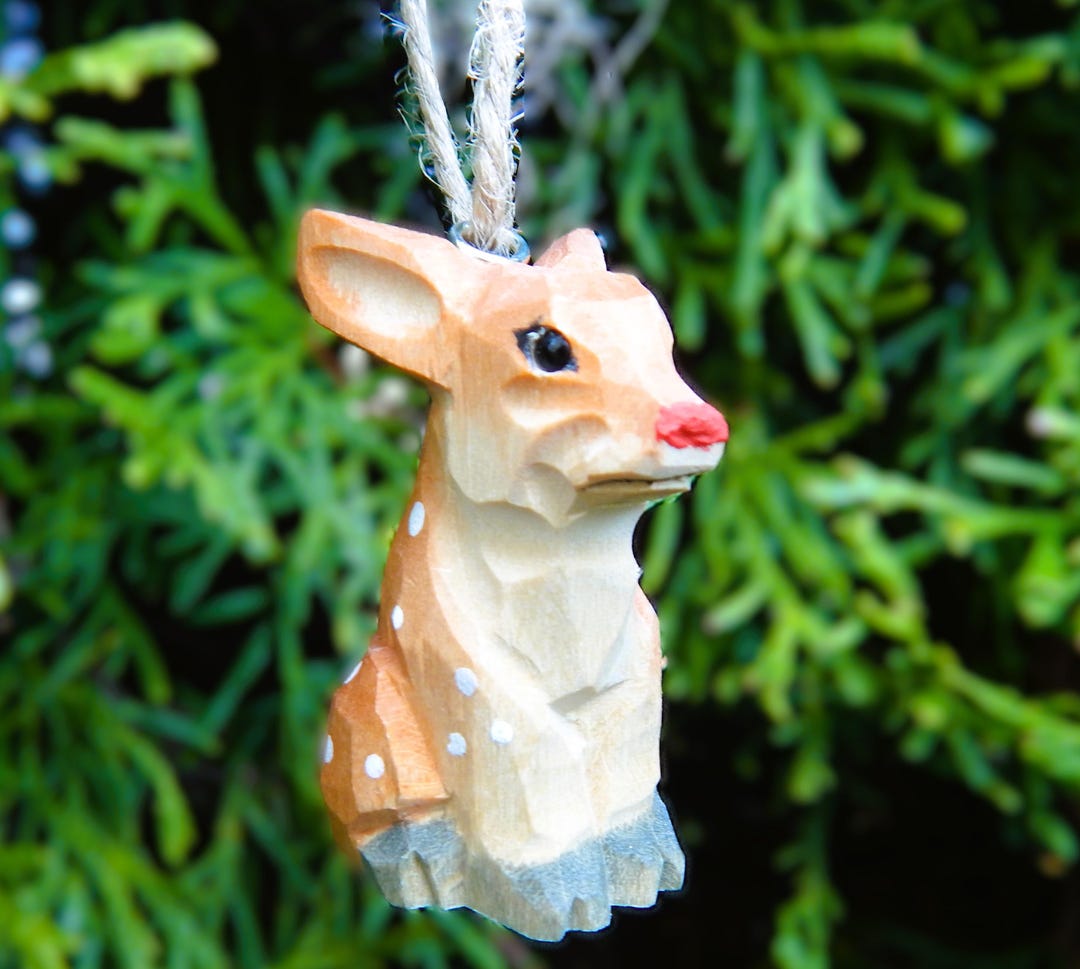 Rudolph, the Red-nosed Reindeer Ornament Handmade Wooden Hanging Decor ...
